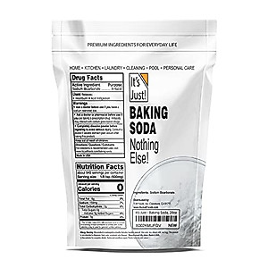 It's Just - Baking Soda, 100% Pure Sodium Bicarbonate, Food Grade, Non-GMO, Made in USA, Cooking, Baking, Aluminum Free (1.25 Pound)