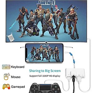 Sharllen RJ45 Ethernet Adapter 4 in 1 Lightning to HDMI Adapter 1080P HD Network LAN Wired Adapter USB Data Sync Charging Card Reader Compatible with iPhone/iPad/TV/Monitor/Projector/Keyboard/Mouse