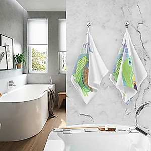 Jucciaco Watercolor Cute Turtle Cotton Towels for Bathroom, Soft Absorbent Hand Towel Set of 2 for Yoga Gym Kitchen Decorative, 16x28 inch