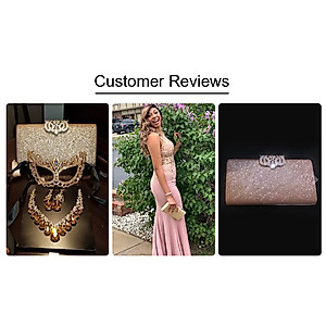 EROUGE Leather Sparkling Evening Clutch Purse Women Designer Handbag for Wedding Party (Rose gold color)