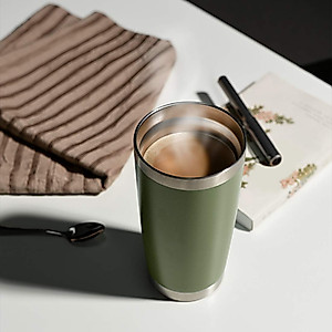 DOMICARE 20oz Stainless Steel Tumbler Bulk with Lid, Double Wall Vacuum Insulated Travel Mug, Powder Coated Coffee Cup, Army Green, 1 Pack