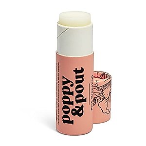 Poppy & Pout 100% Natural Lip Balm, 0.3oz Cardboard Tube, Hand-filled - Beeswax, Vitamin E, Organic Coconut Oil, Cruelty Free (Pink Grapefruit)