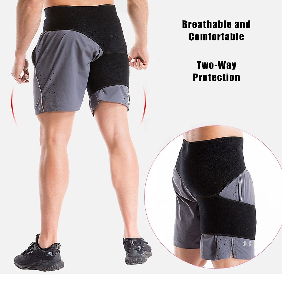 Hip Brace and Groin Support, Adjustable Groin Support Bandage Breathable Unisex Hip Thigh Support Sciatica Relief Wrap Groin Support Adjustable Hamstring Compression Sleeve Fits Men and Women