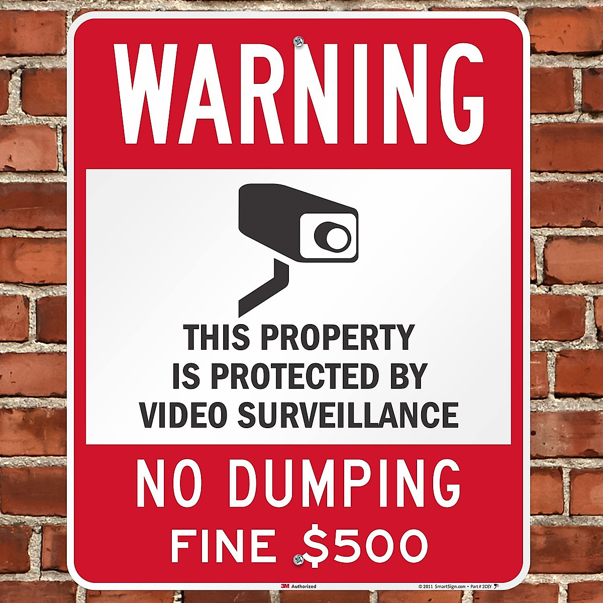 SmartSign 30 x 24 inch “Warning - Property Protected by Video Surveillance, No Dumping” Sign, 80 mil Aluminum, 3M Laminated EG Reflective Material, Red, White and Black, Made in USA