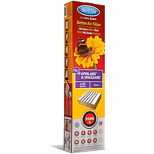 BestAir A201-SGM-11R AC Furnace Air Filter, 20" x 25" x 6", MERV 11, Without Cardboard Frame, Fits 100%, for Aprilaire/SpaceGard 2200, 2250 (201) & Lennox PMAC-20C 24" (Pack of 6)