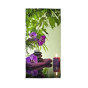 AUUXVA Japanese Zen Flower Hand Towels Floral Orchid Bathroom Towel Soft Absorbent Face Towel for Gym Hotel Spa Small Bath Towel Kitchen Dish Guest Towel Home Decorations Housewarming Gifts 30"x15"