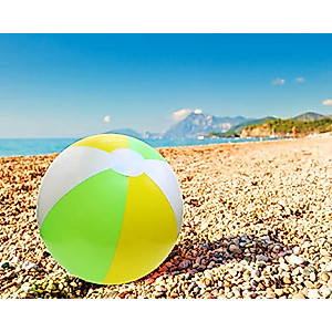 PENTA ANGEL Beach Balls 2PCS 12 Inch Inflatable/Blow Up Classic Rainbow Color Summer Swimming Pool Party Favors Water Toy Beachball for Women Men Adults Playing (Yellow&Green&White, 12 Inch)