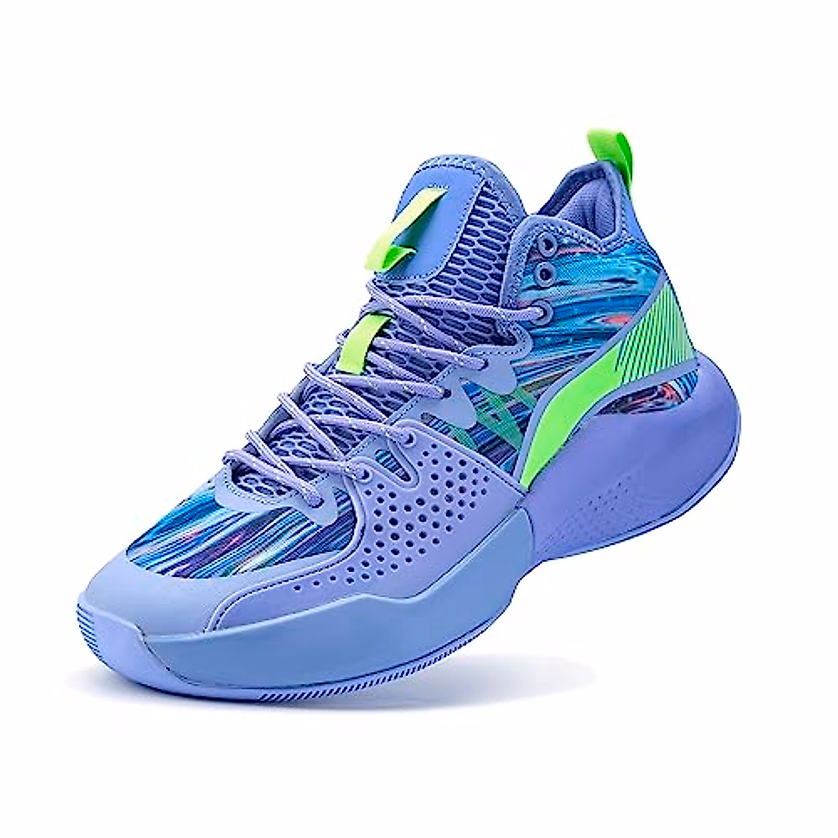 Promenie High Top Men's Basketball Shoes with Shock Absorption and Non-Slip Outdoor Training Shoes Purple Size 8