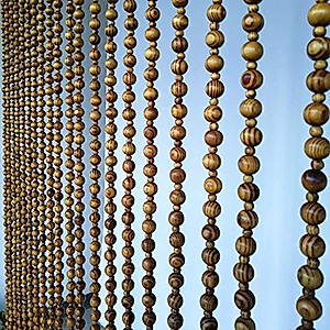 OKUOKA Beaded Door Curtains for Doorways Wood Bead String Curtain for Room Dividers Home Screen Entrance Ornaments Retro Style -27 Strands, Size Customizable (Size : 80x175cm)