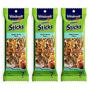 Vitakraft 3 Pack of Hamster Treat Crunch Sticks, 2 Sticks Each, Apple and Honey Flavor