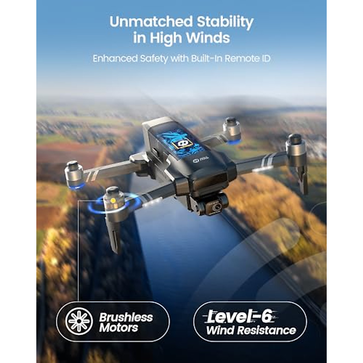 Holy Stone HS600 2-Axis Gimbal Drones with 4K EIS Camera for Adults, Integrated Remote ID, 2 Batteries 56-Min Flight Time, 10000 FT Range Transmission, GPS Drone with Brushless Motors, 4K/30FPS
