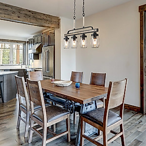 LNC Kitchen Island Light Fixtures, 4-Light Farmhouse Chandelier Light Fixture, 30" Mason Jar Chandelier for Dining Room