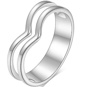 Jude Jewelers Stainess Steel Double Chevron Style Promise Statement Anniversary Wedding Band Ring (Silver, 7)