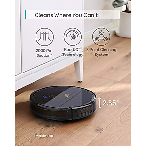 Eufy BoostIQ RoboVac 15C MAX, Wi-Fi Connected, Super-Thin, 2000Pa Suction, Quiet, Self-Charging Robotic Vacuum Cleaner, Cleans Hard Floors to Medium-Pile Carpets, Black (Renewed)