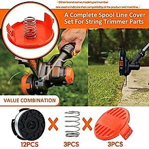 AF 100 Trimmer Line Replacement AF-100 Compatible with Black and Decker, with 385022-03 Trimmer Line Cap and Spring (12 Spool+3 Cover)