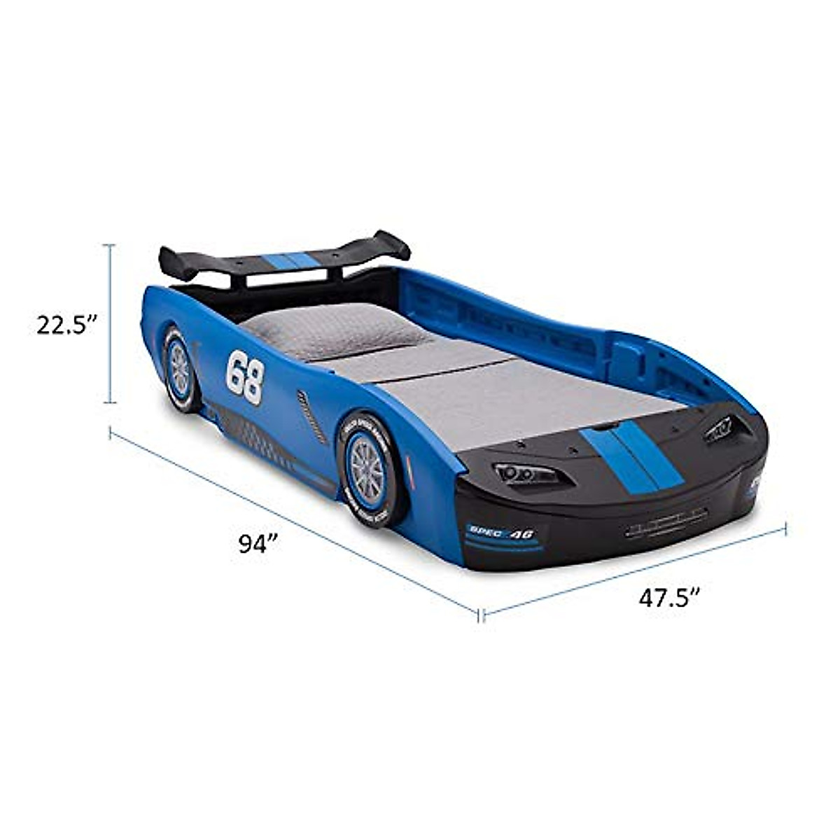 Delta Children Turbo Race Car Twin Bed, Blue