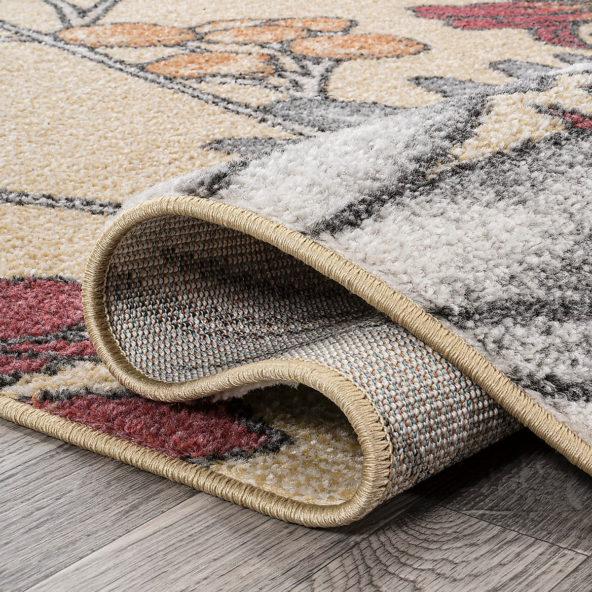 JONATHAN Y CTP203A-4 Dizi Modern Botanical Wildflower Indoor Area -Rug, Contemporary, Floral, Tropical Easy -Cleaning,Bedroom,Kitchen,Living Room,Non Shedding, Yellow/Ivory/Red, 4 X 6