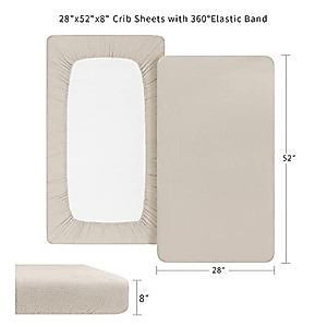 Konssy Muslin Fitted Crib Sheets 100% Cotton Baby Crib Sheets for Standard Crib Mattress (28 X 52 Inches), Soft and Breathable for Boys Girls (Clay)