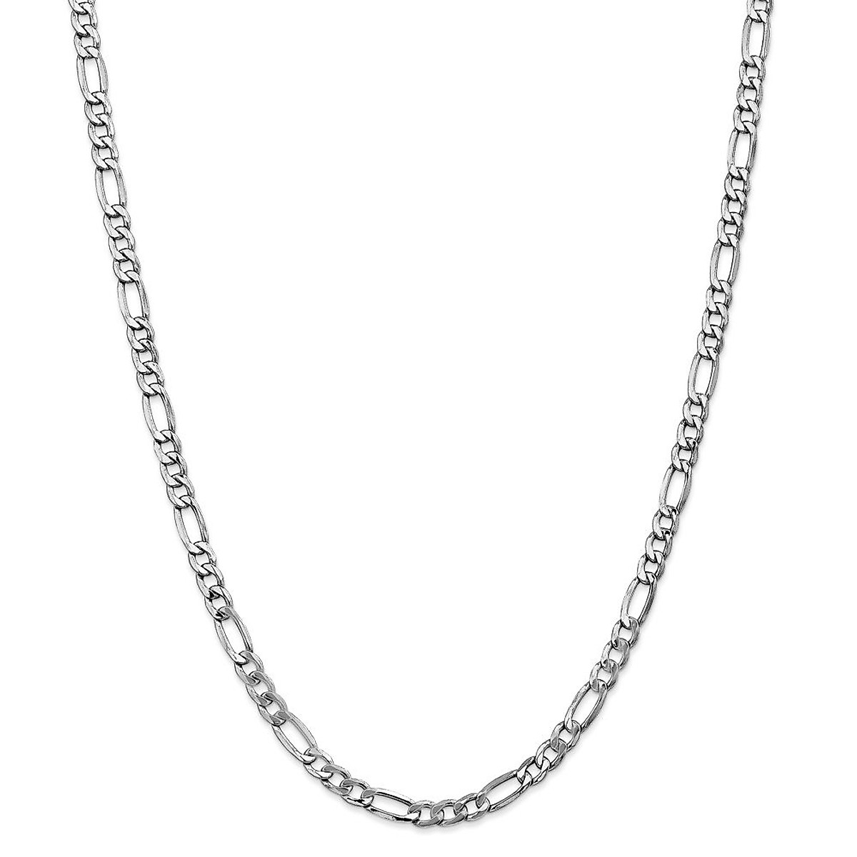 Sonia Jewels 14k White Gold 5.75mm Figaro Chain Necklace - with Secure Lobster Lock Clasp 20"