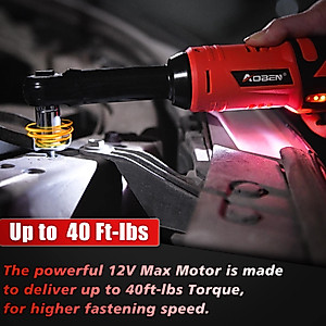 AOBEN 3/8" 40 Ft-lbs Cordless Electric Ratchet Wrench Kit with Variable Speed, Lithium Batteries