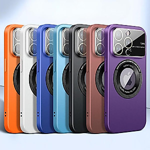 SKYLMW for iPhone 13 Pro Max Case 6.7" 2021, Large Viewport Design, Hard PC Built-in Luxury Camera Lens Protector Full Protection Phone Cover with Magsafe for Women Girls Boy Men, White