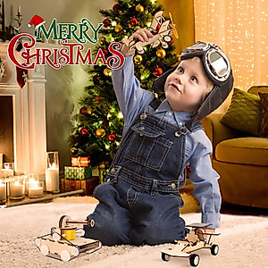 Mini Tudou 3D Wooden Puzzle Solar Car, 3-in-1 STEM Science Kit Toy to Build Wood Models Including Solar Power Vehicle Electronic Tank and Plane Toys Set, DIY Educational Play Set for Kids Boys Girls