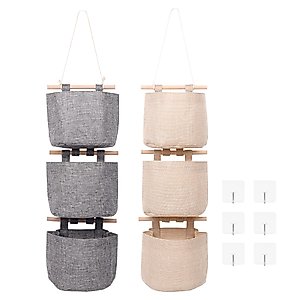 2 Pack Wall Hanging Storage Bag , with 6 Pockets Multi-Function Storage PINK