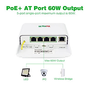 UltraPoe 4 Port Outdoor Gigabit POE++ Extender, up to 100m/330ft Ethernet Over Copper Wire, IEEE 802.3af/at Compliant, Plug and Play