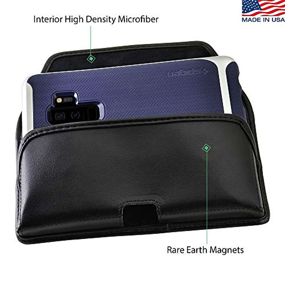 Turtleback Holster Compatible with Samsung Galaxy S10+ Plus S9+ S8+ A30 A20 A50 Black Belt Case Leather Pouch with Executive Belt Clip Horizontal Made in USA