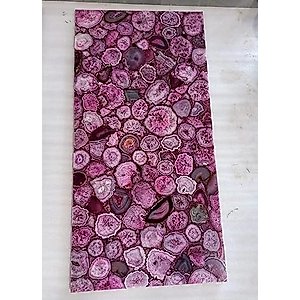 rkhandicrafts 36 x 48 Inches Rectangle Shape Marble Dining Table Top Pink Agate Stone Epoxy Art Reception Counter Slab