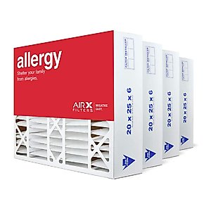 AIRx Filters Allergy 20x25x6 Air Filter MERV 11 Compatible with Replacement for Aprilaire 201 Filter to Fit Media Air Cleaner Cabinet Aprilaire Space-Gard 2200 Filter Replacement, 4-Pack