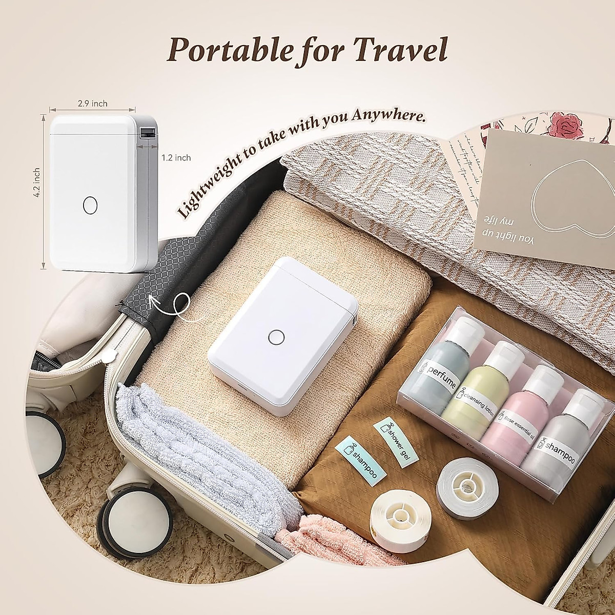 Label Maker D110 Bluetooth Thermal Label Maker Machine with Tape, Portable Inkless Label Printer Handheld & Rechargeable with Multiple Templates for Home Office, Compatible with iOS Android, White