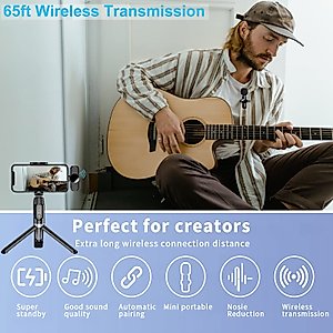 Wireless Lavalier Microphone for Android Phone, Plug-Play Cordless Omnidirectional Condenser Recording Mic with Noise Reduction and Auto Sync for Video Recording, Vlog, YouTube, Tiktok, Interview