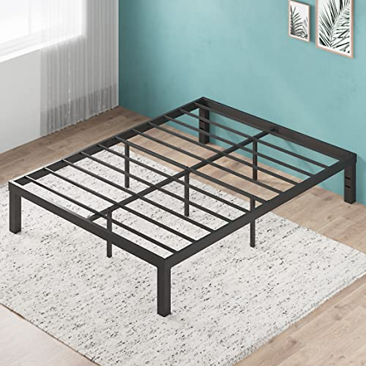 ZINUS Luis 14 Inch QuickLock Metal Platform Bed Frame / Mattress Foundation with Steel Slat Support / No Box Spring Needed / Easy Assembly, Queen