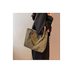 Ulisty Women Corduroy Tote Bag Casual Shoulder Bag Daily Shopping Bag Fashion Handbag green