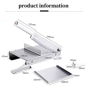 HENWAFX Manual Meat Slicer, biltong cutter Ribs Cut Chicken slicer Jerky Slicer Stainless Steel Household Deli Slicer