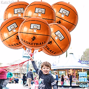 KatchOn, Big 22 Inch Basketball Balloons - Pack of 6, Basketball Foil Balloons | Basketball Balloon, Basketball Party Decorations, Basketball Senior Night Decorations | Basketball Birthday Decorations