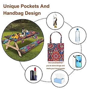 Sotue Picnic Table Cover with Bench Covers 3 Piece Set Elastic Fitted Rectangle Tablecloths Camp Tables Seat Cloth Polyester Oilcloth Vinyl Clothes for Outdoor Waterproof Camping 72x30 Inch Multiple