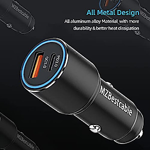 38W USB C Car Charger and Cable for Samsung Galaxy S23 S21 S22 Plus Ultra FE A23 A53 A13 A14 5G,Note 10 20,A12 A42 A32 A71,Pixel 7 6 Pro,PD&QC 3.0 Fast Charging Car Phone Adapter for iPhone 14 13 Pro