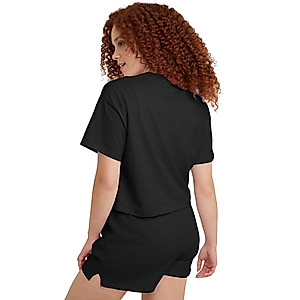 Hanes Comfortblend Originals Short-Sleeve Cropped T-Shirt, Cotton Tees for Women, Plus, Black