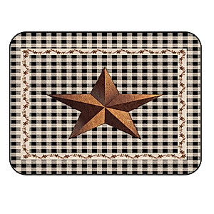 Barn Star Texas Area Rugs 5x7 Large Area Rug for Living Room Bedroom Bathroom Kitchen Nursery College Dorm Modern Indoor Floor Carpets Soft Absorbent Room Rugs Classic Country Primitive Black Check