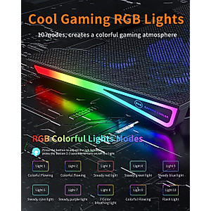AICHESON Gaming Laptop Cooling Pad, RGB Lights Computer Cooler Stand, 5 Quiet Fans for 15.6-18 Inch Laptops, PC Notebook Heat Dissipation, AA2