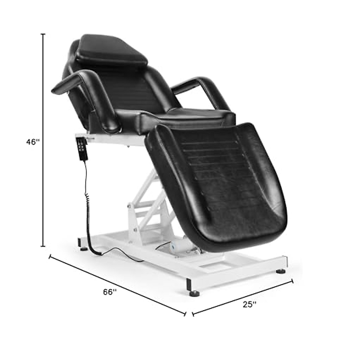 Salonsunny Electtric Salon Beauty Bed Chair Black Round Base Hydraulic Pump All Purpose Styling Chair Barbering Reclining Spa Massage Equipment