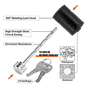 CZC AUTO Trailer Tongue Coupler Lock Adjustable Trailer Coupler Pin Lock, Dia 1/4 Inch, 3 Inch Effectice Length Fits 1 Inch to 3 Inch Latch-Type Coupler for Towing Boat Truck RV Car Trailer