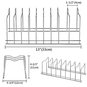SANNO Pot Pan Lid Holder Rack Organizer Kitchen Organizer Drawer Plate Organizer Pot Lids, Storage Cutting Boards, Bakeware, Serving Trays, Reusable Containers in Cabinet Pantry , Stainless Steel
