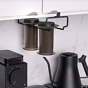 The RACK: Under Cabinet Rack Compatible with AeroPress Coffee Maker. Fits All Models Including AeroPress Go. (Black)