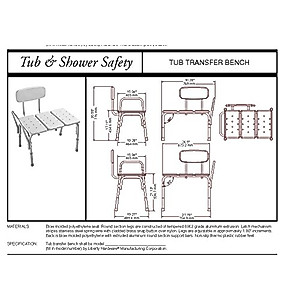 Delta Faucet DF565 Bathroom Safety Adjustable Transfer Bench in White