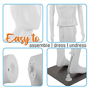 SereneLife 73" Tall Full-Body Male Mannequin With Adjustable Head, Flexible Limbs And Detachable Design, Perfect For Clothing Stores, Boutiques, Exhibitions And More