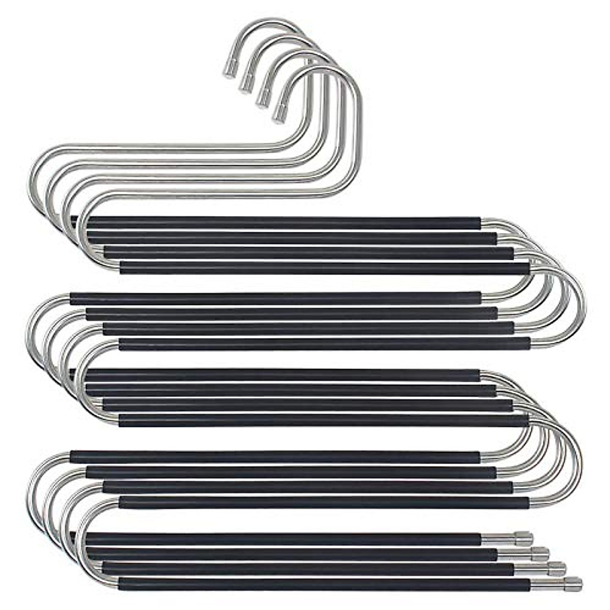 Myfolrena Hangers for Pants Clothes Hanger Non Slip Updated S-Shaped 5 Layers Hangers Closet Space Saver for Jeans Scarf Tie(4-Pack)