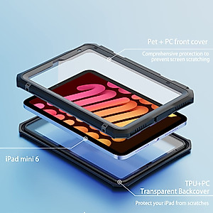 VGGNUU iPad Mini 6 Case/iPad Mini 7 (A17 Pro) Case,Dustproof, Shockproof Case Cover with 360 Full-Body Protection,Waterproof Case for iPad Mini 7th Gen 2024/iPad Mini 6th Generation 2021 8.3 Inc